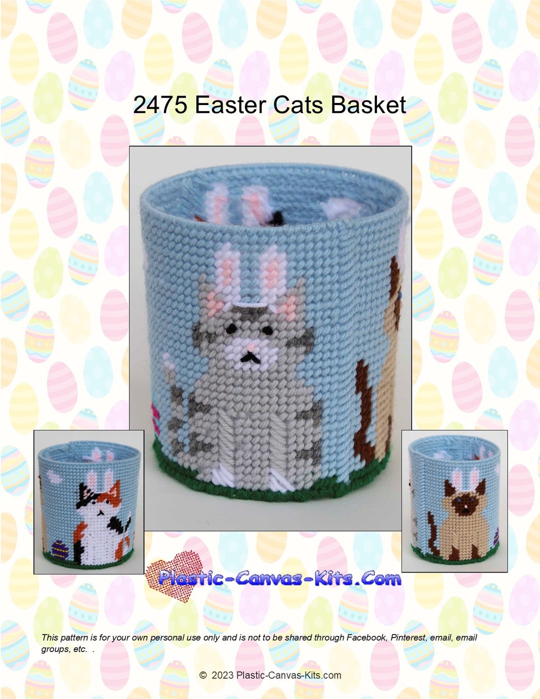 Easter Cats Basket-plastic Canvas Pattern-pdf Download - Etsy