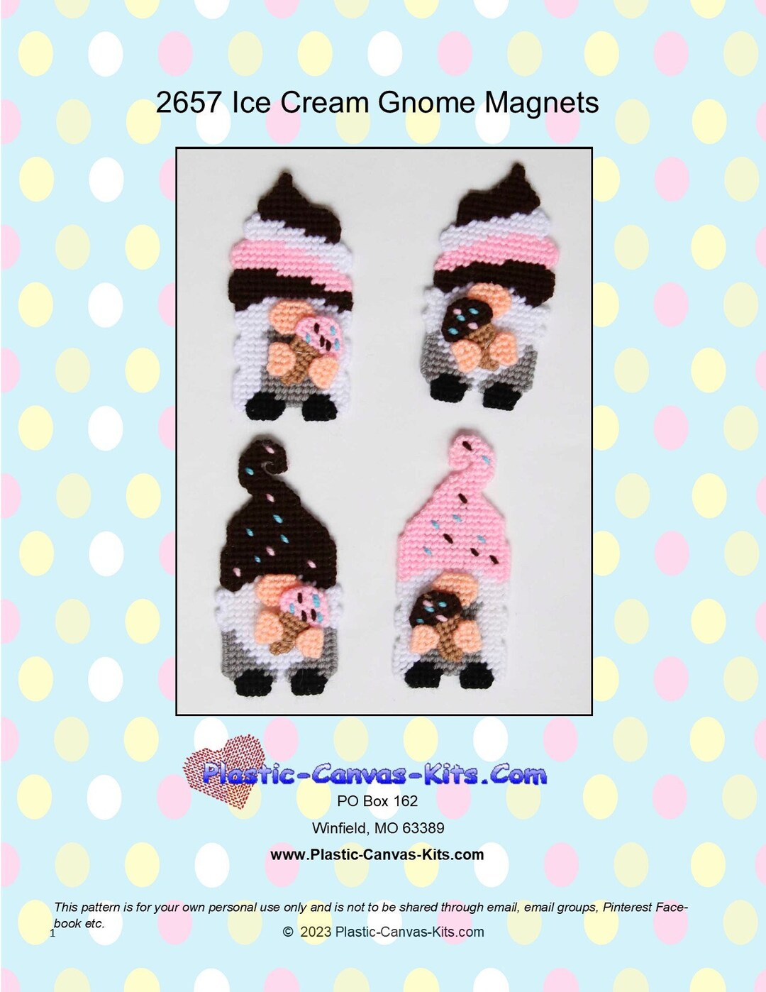 Ice Cream Gnome Magnets-plastic Canvas Pattern-pdf Download - Etsy