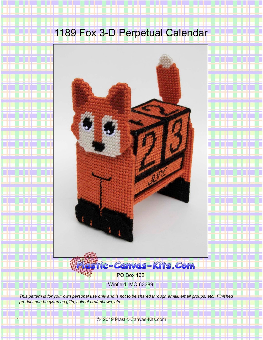 Fox Perpetual Calendar-pdf Download-plastic Canvas Pattern - Etsy