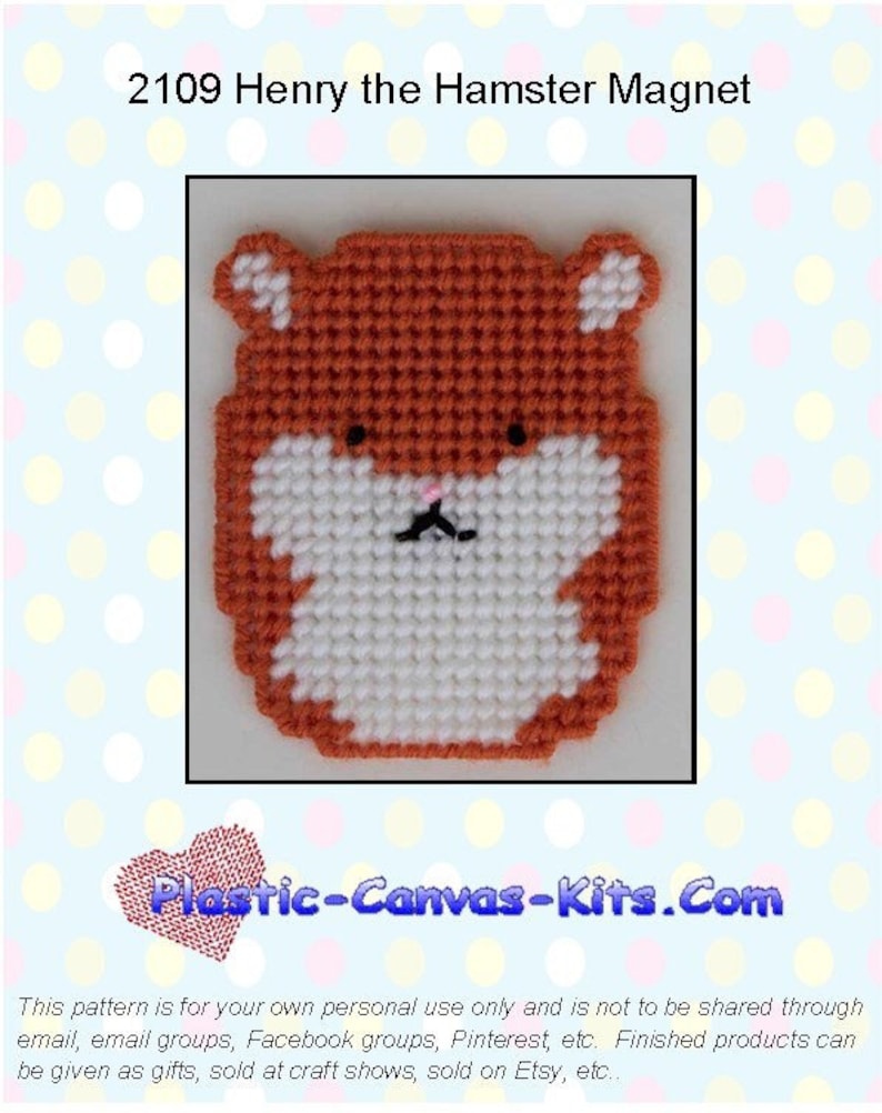 Henry the Hamster Magnet-plastic Canvas Pattern-pdf Download - Etsy