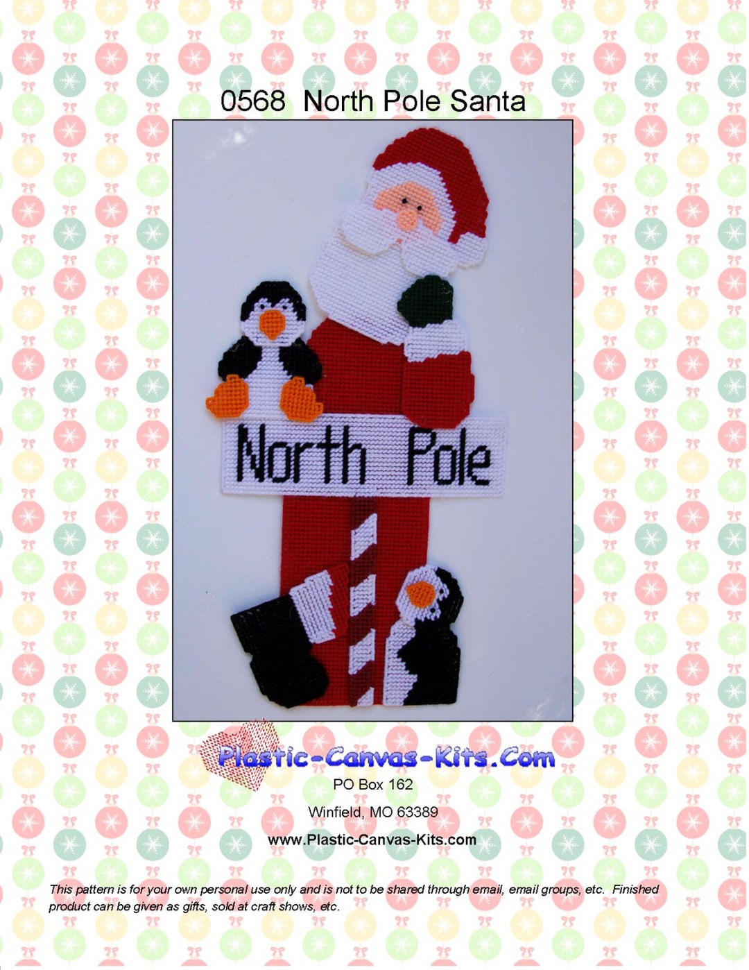 Christmas Santa and Penguins/north Pole-plastic Canvas Pattern-pdf ...
