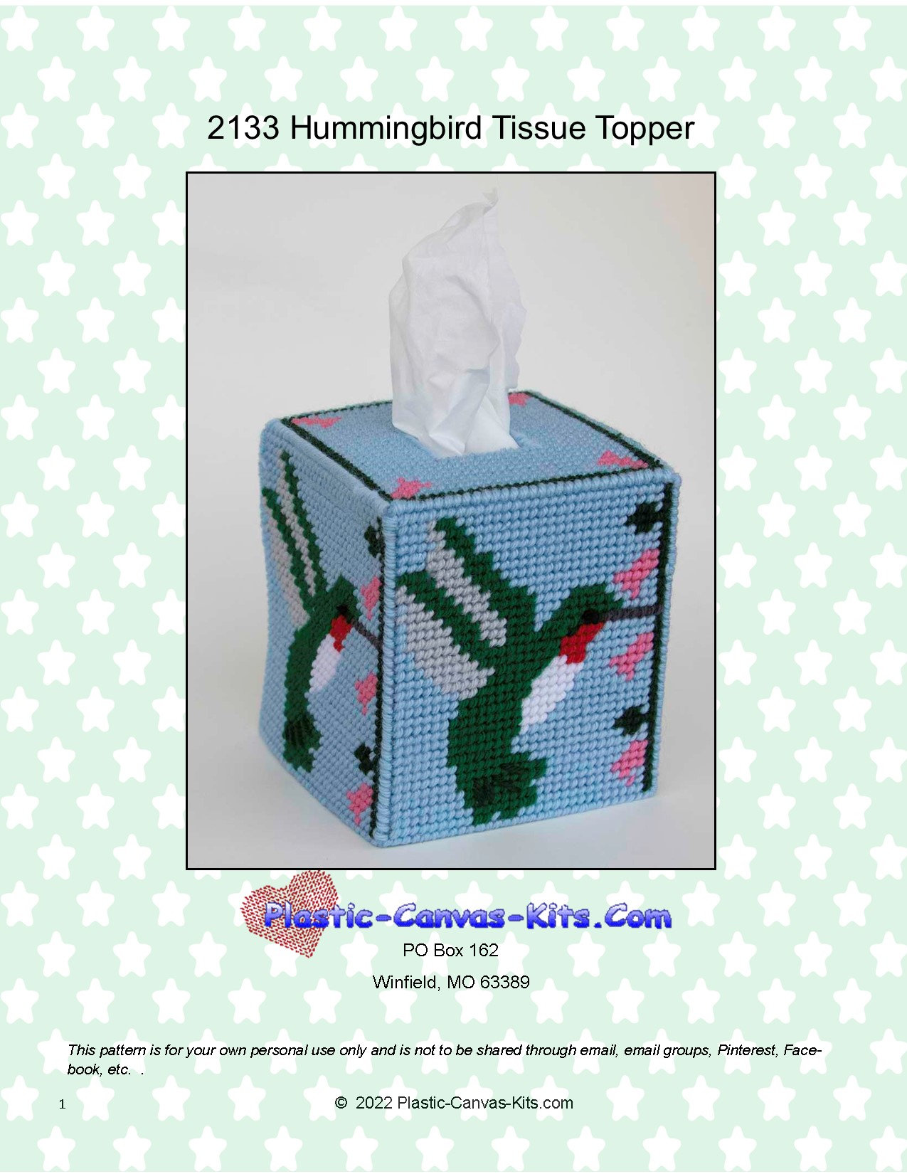 Hummingbird Tissue Topper-plastic Canvas Pattern-pdf Download - Etsy
