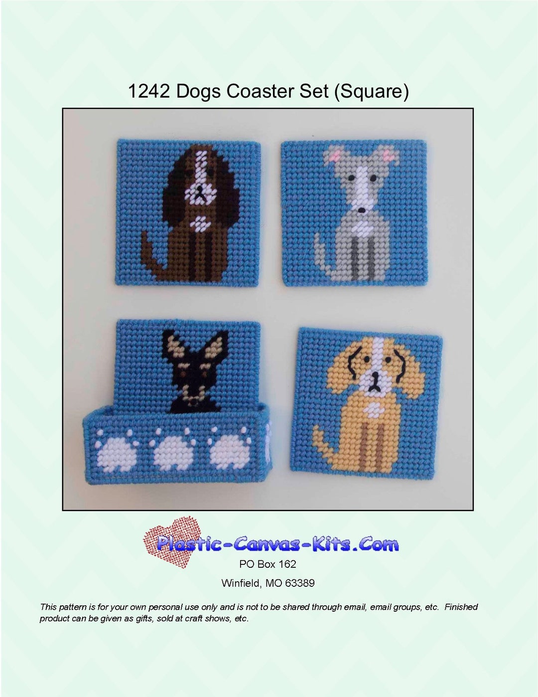 Dogs Square Coaster Set-plastic Canvas Pattern-pdf Download - Etsy