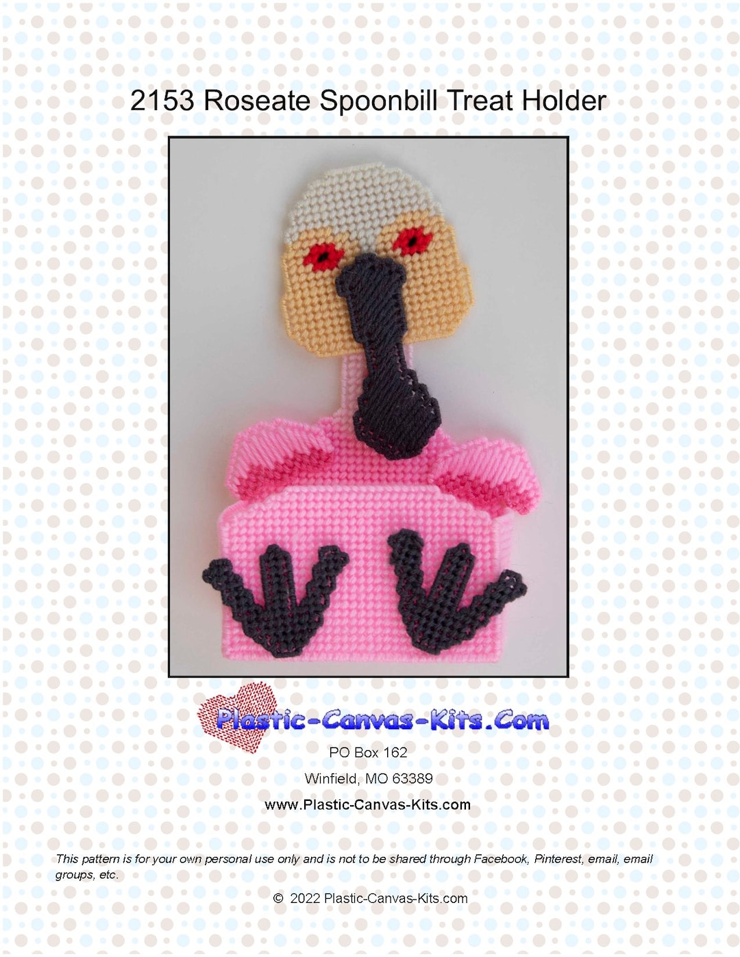 Roseate Spoonbill Bird Treat Holder-plastic Canvas Pattern-pdf Download ...