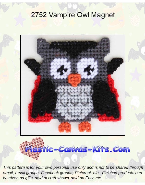 Vampire Owl Magnet-plastic Canvas Pattern-pdf Download - Etsy