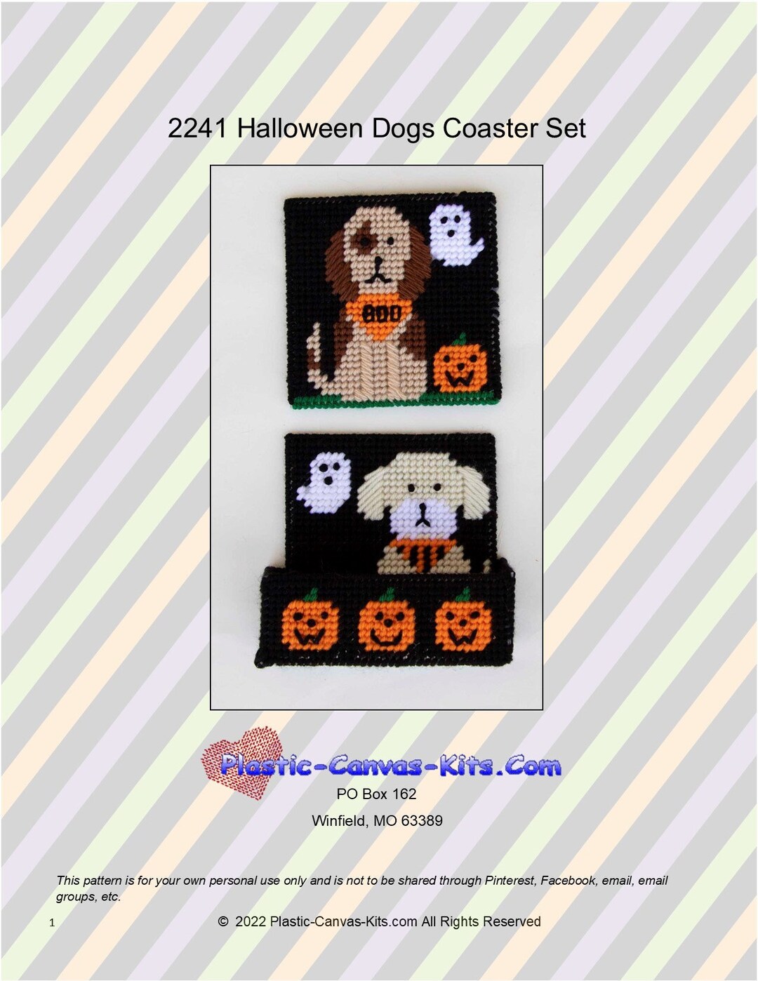 Halloween Dogs Coaster Set-plastic Canvas Pattern-pdf Download - Etsy
