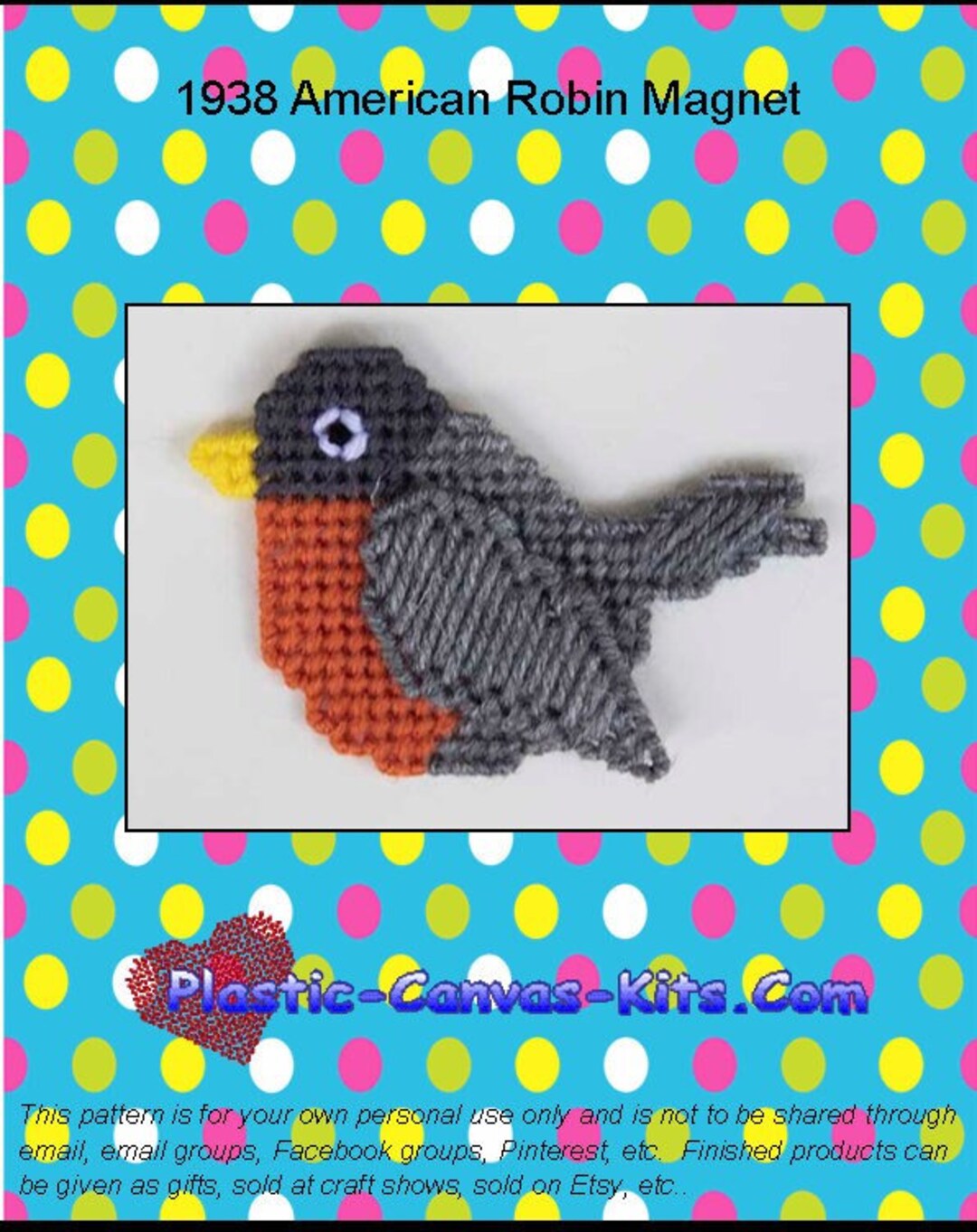 American Robin Magnet-plastic Canvas Pattern-pdf Download - Etsy