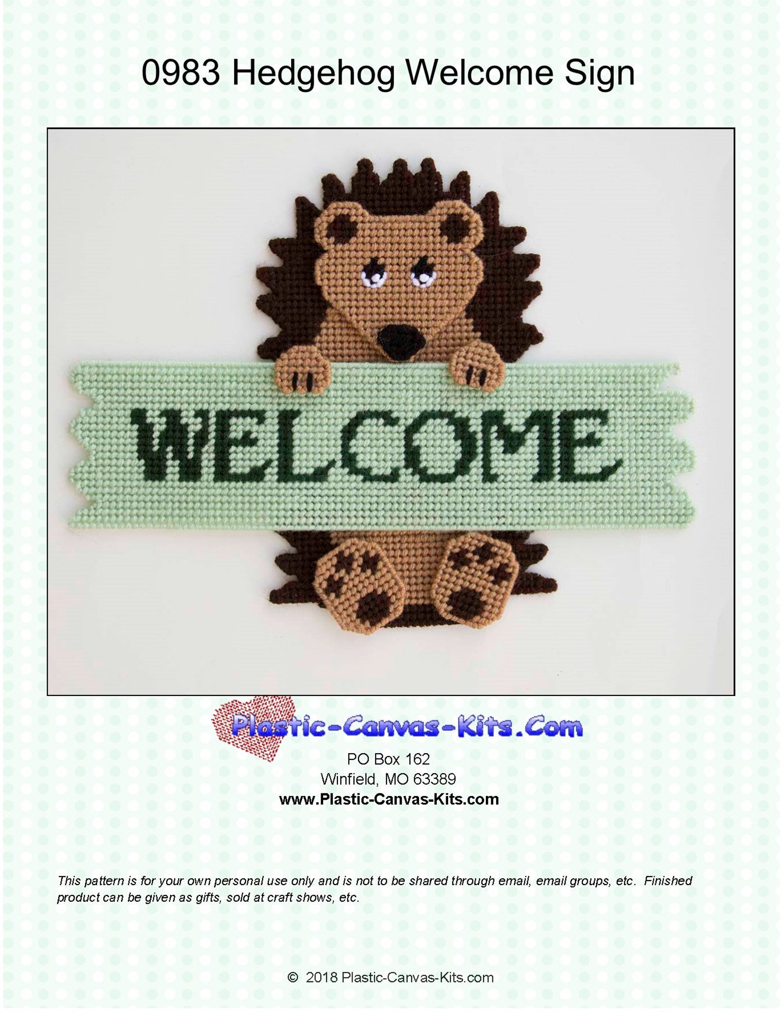 Hedgehog Welcome Sign-plastic Canvas Pattern-pdf Download - Etsy