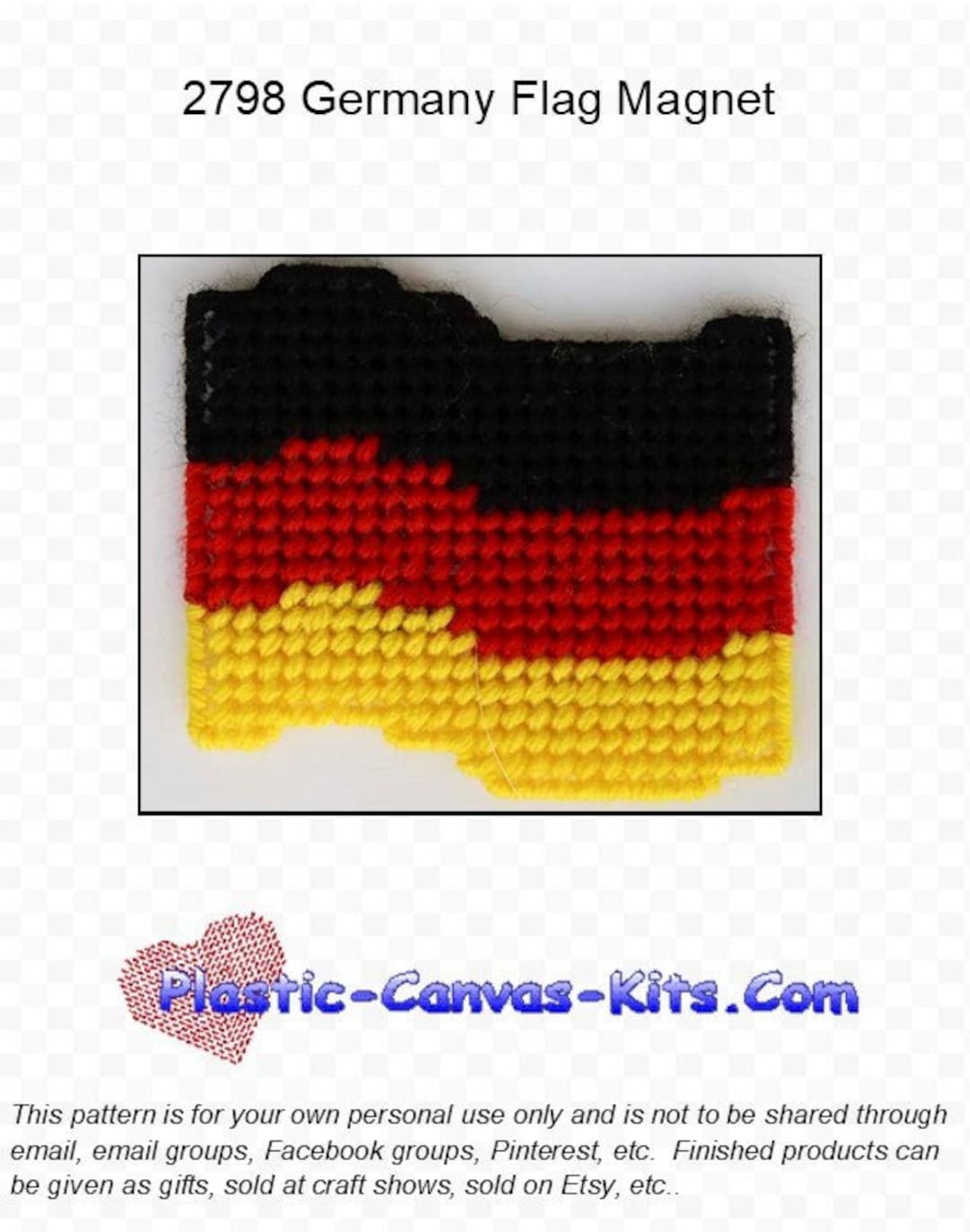 German Flag Magnet-plastic Canvas Pattern-pdf Download - Etsy