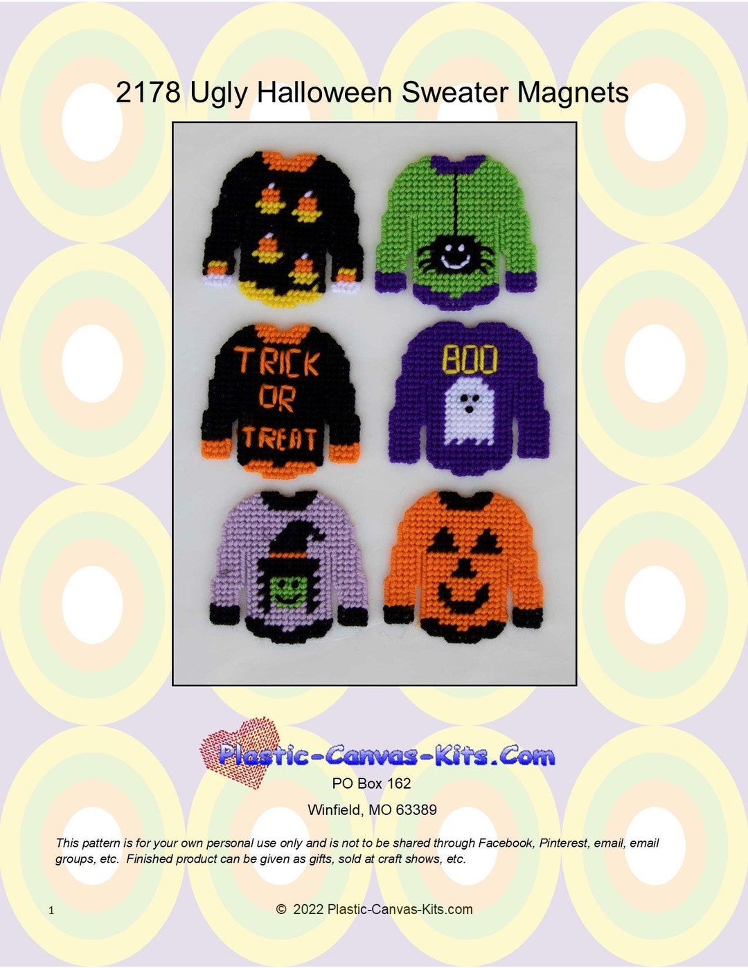 Halloween Ugly Sweater Magnets-plastic Canvas Pattern-pdf Download - Etsy