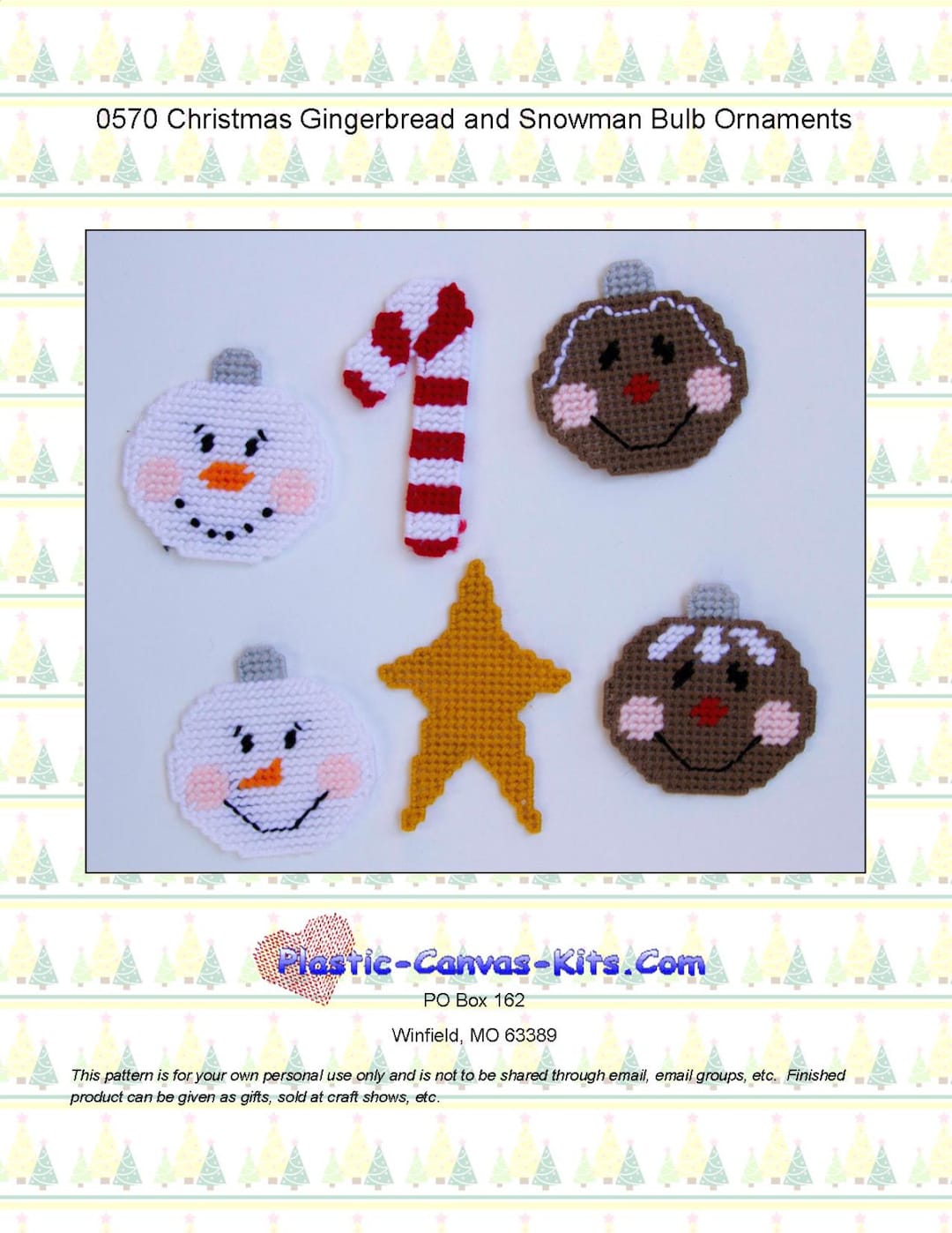 Snowman and Gingerbread Man Christmas Ornaments-plastic Canvas Pattern ...