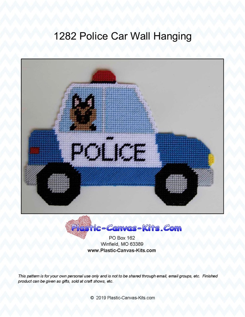 Police Car Wall Hanging-plastic Canvas Pattern-pdf Download - Etsy
