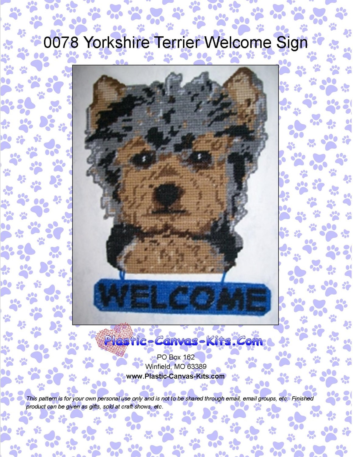 Yorkshire Terrier Welcome Sign-plastic Canvas Pattern-pdf - Etsy Canada