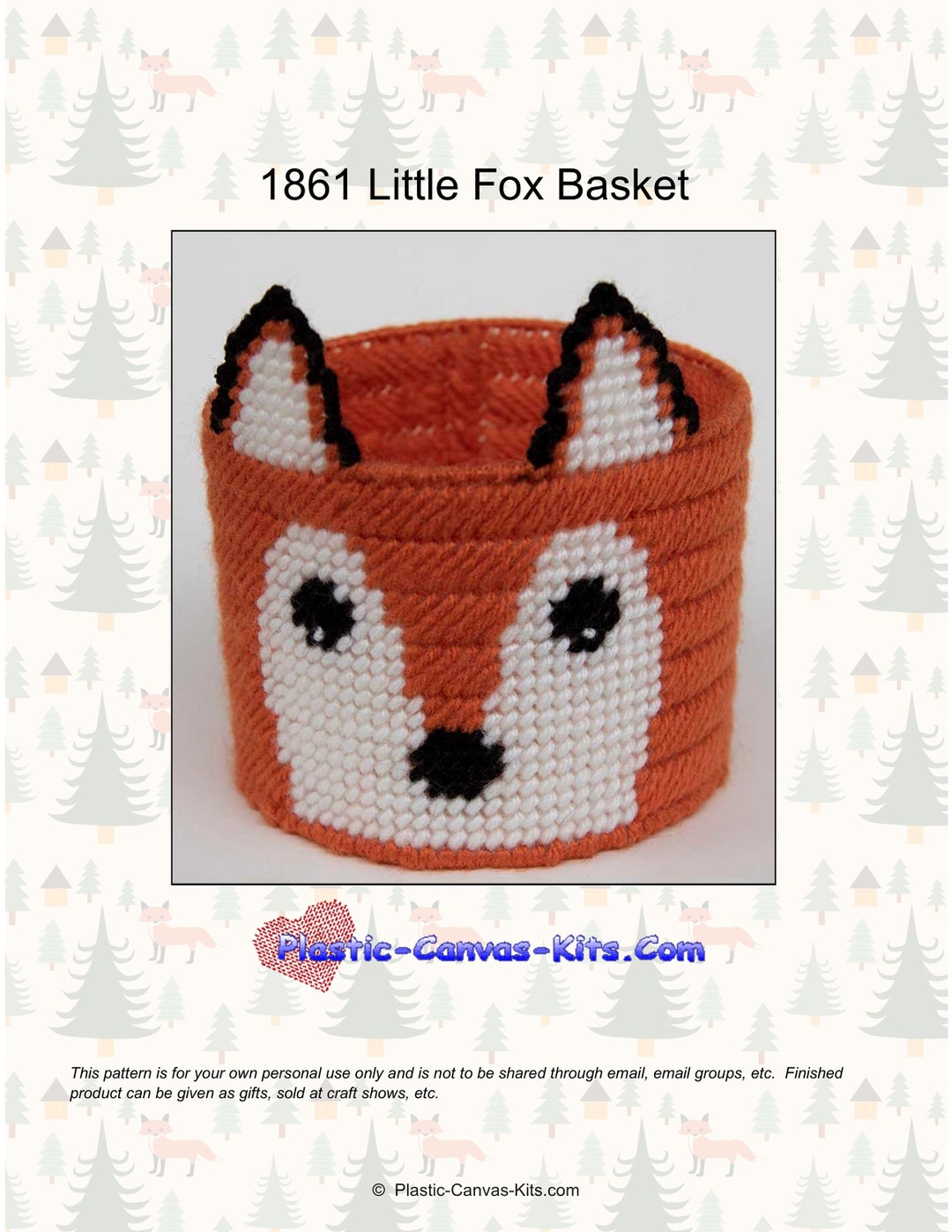 Little Fox Basket-plastic Canvas Pattern-pdf Download - Etsy