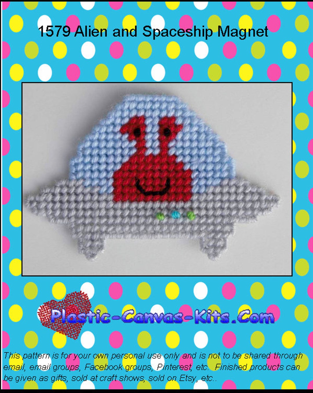 Alien and Spaceship Magnet-plastic Canvas Pattern-pdf Download - Etsy