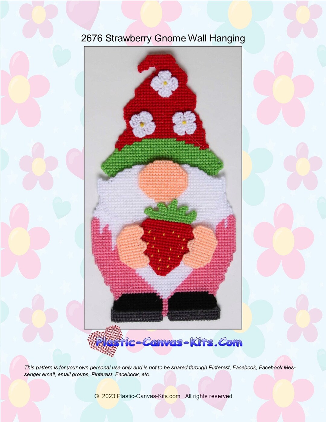 Strawberry Gnome Wall Hanging-plastic Canvas Pattern-pdf Download - Etsy