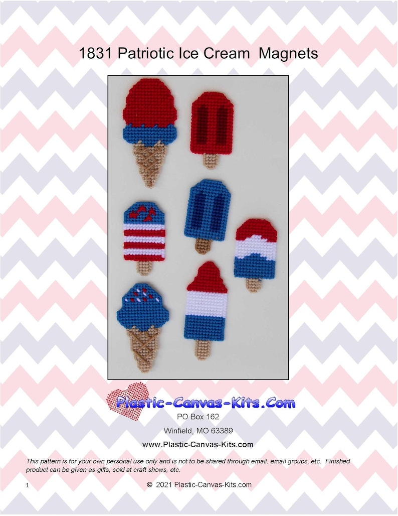 Patriotic Ice Cream Magnets-plastic Canvas Pattern-pdf Download - Etsy