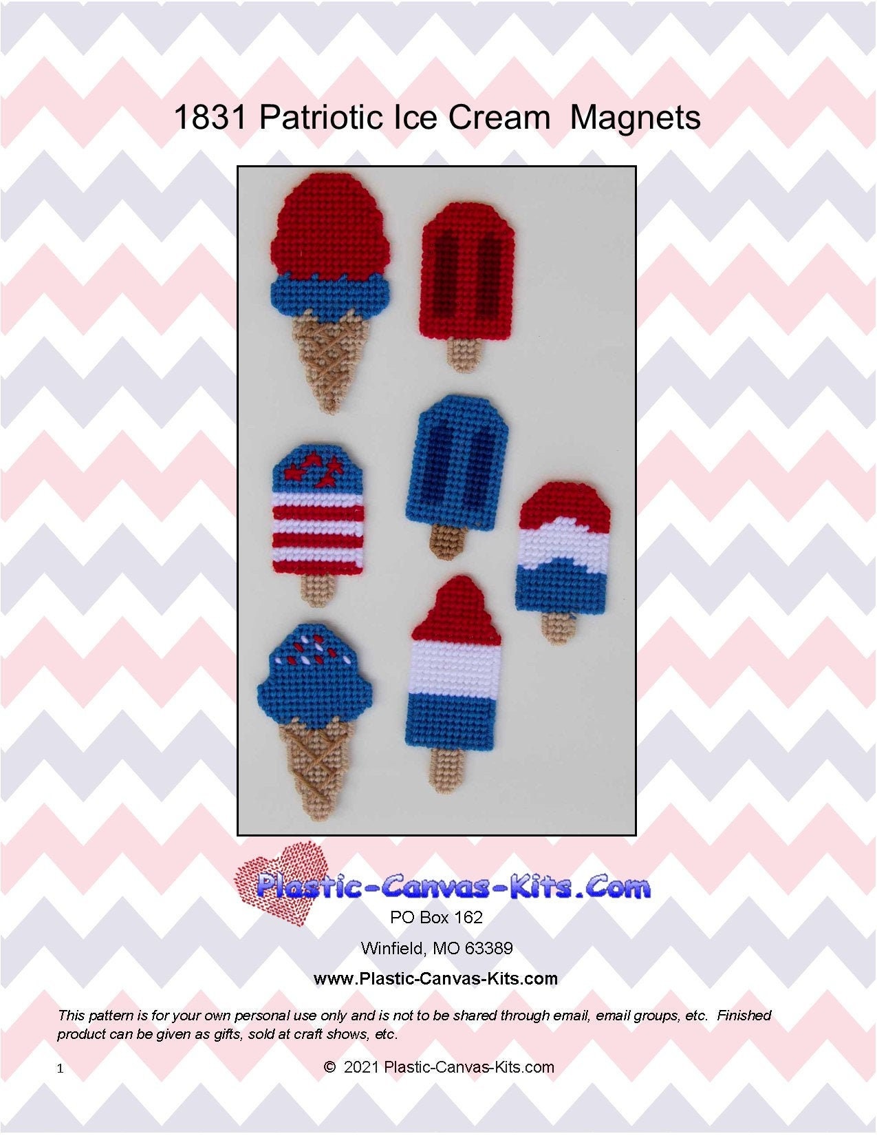 Patriotic Ice Cream Magnets-plastic Canvas Pattern-pdf - Etsy