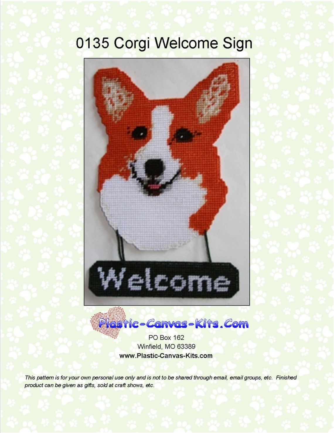 Corgi Welcome Sign-plastic Canvas Pattern-pdf Download - Etsy