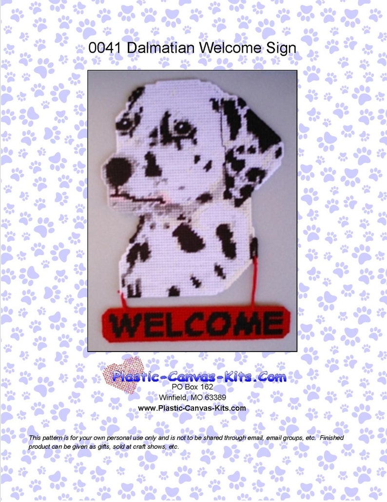 Dalmatian Dog Welcome Sign-plastic Canvas Pattern-pdf Download - Etsy