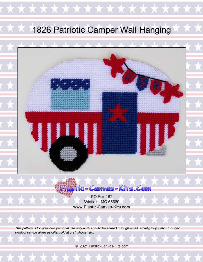 Patirotic Camper Wall Hanging-plastic Canvas Pattern-pdf Download - Etsy