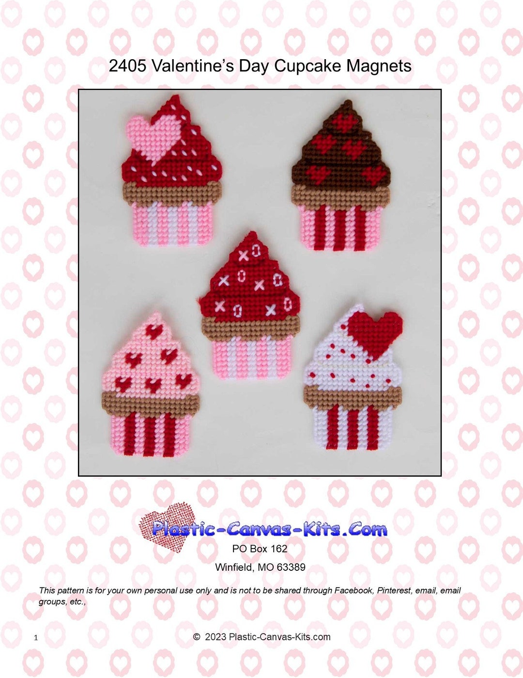Valentine's Day Cupcake Magnets-plastic Canvas Pattern-pdf Download - Etsy