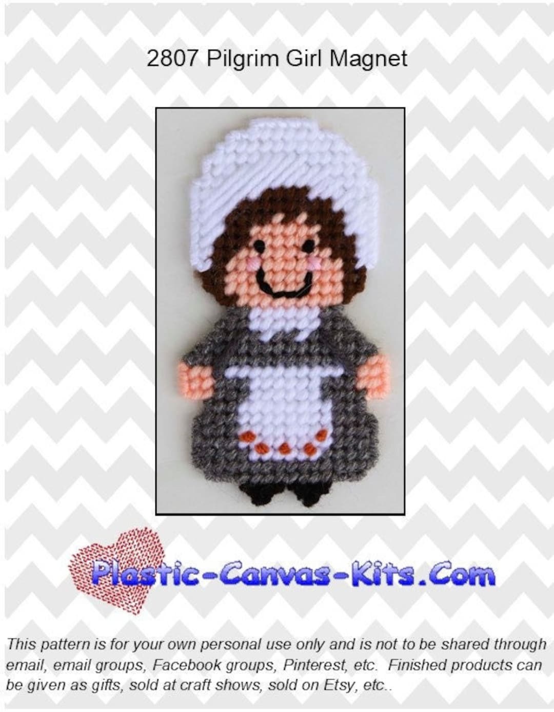 Pilgrim Girl Magnet-plastic Canvas Pattern-pdf Download - Etsy