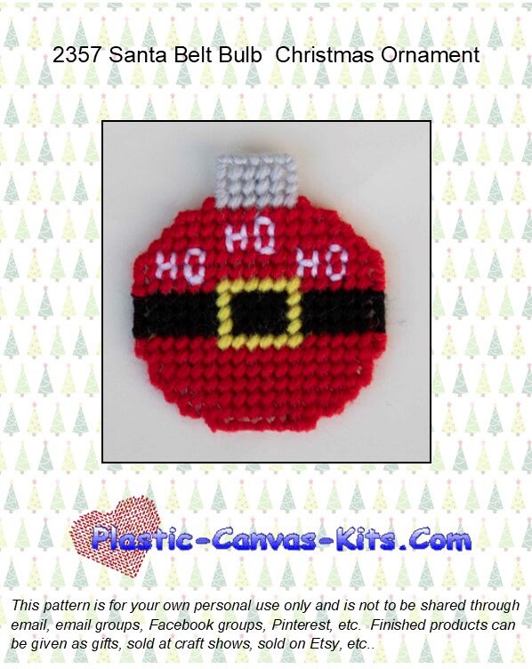 Santa Belt Bulb Christmas Ornament-plastic Canvas Pattern-pdf - Etsy