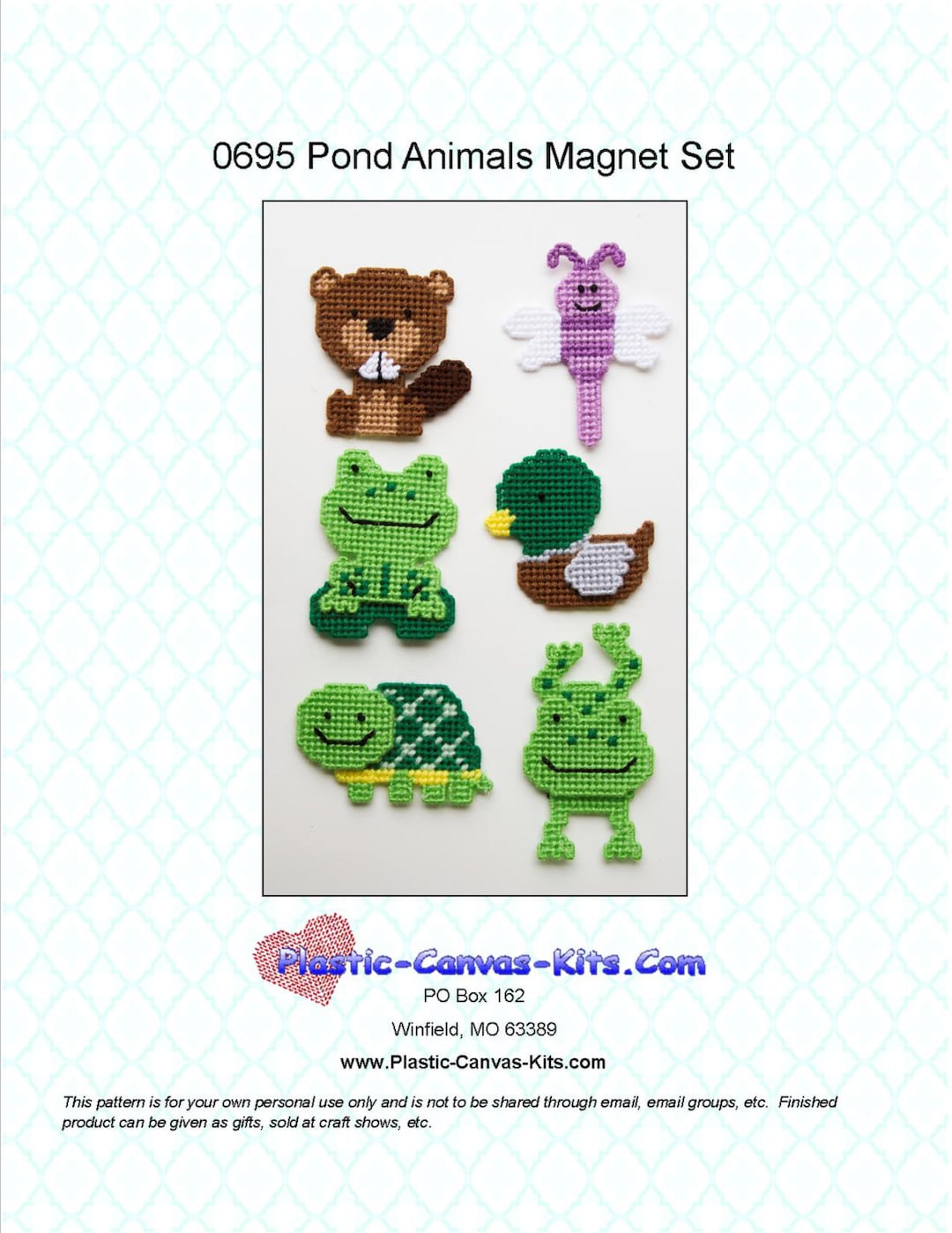 Pond Animals Magnet Set- Beaver, Turtle, Fogs, Duck, Dragonfly-plastic ...
