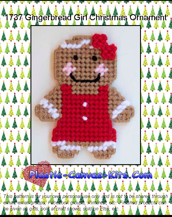 Gingerbread Girl Christmas Ornament-plastic Canvas Pattern-pdf - Etsy