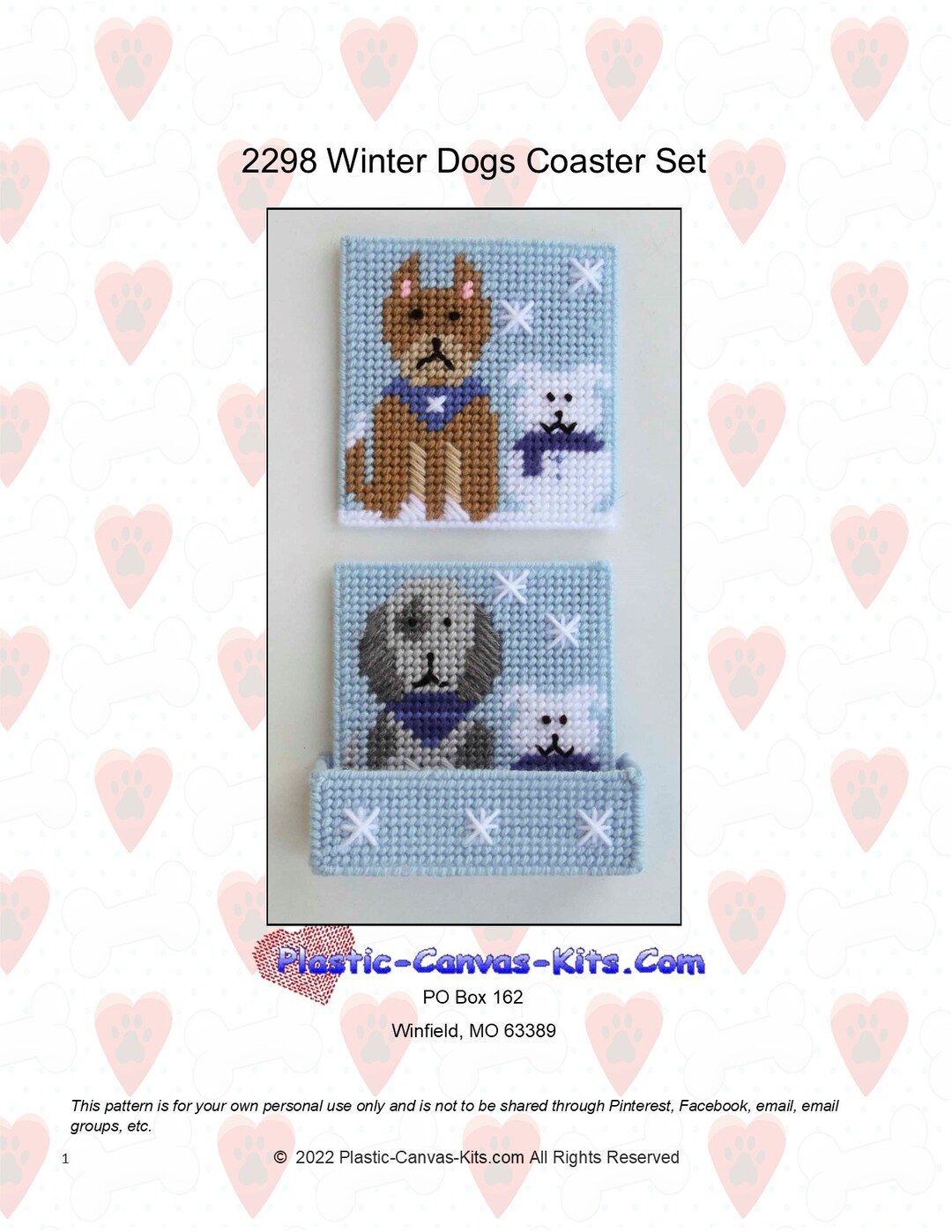 Winter Dogs Coaster Set-plastic Canvas Pattern-pdf Download - Etsy