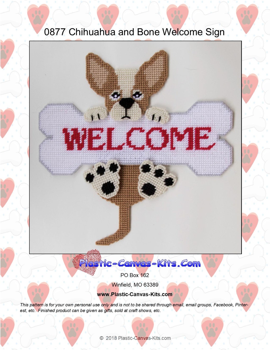 Chihuahua Dog and Bone Welcome Sign-plastic Canvas Pattern-pdf - Etsy