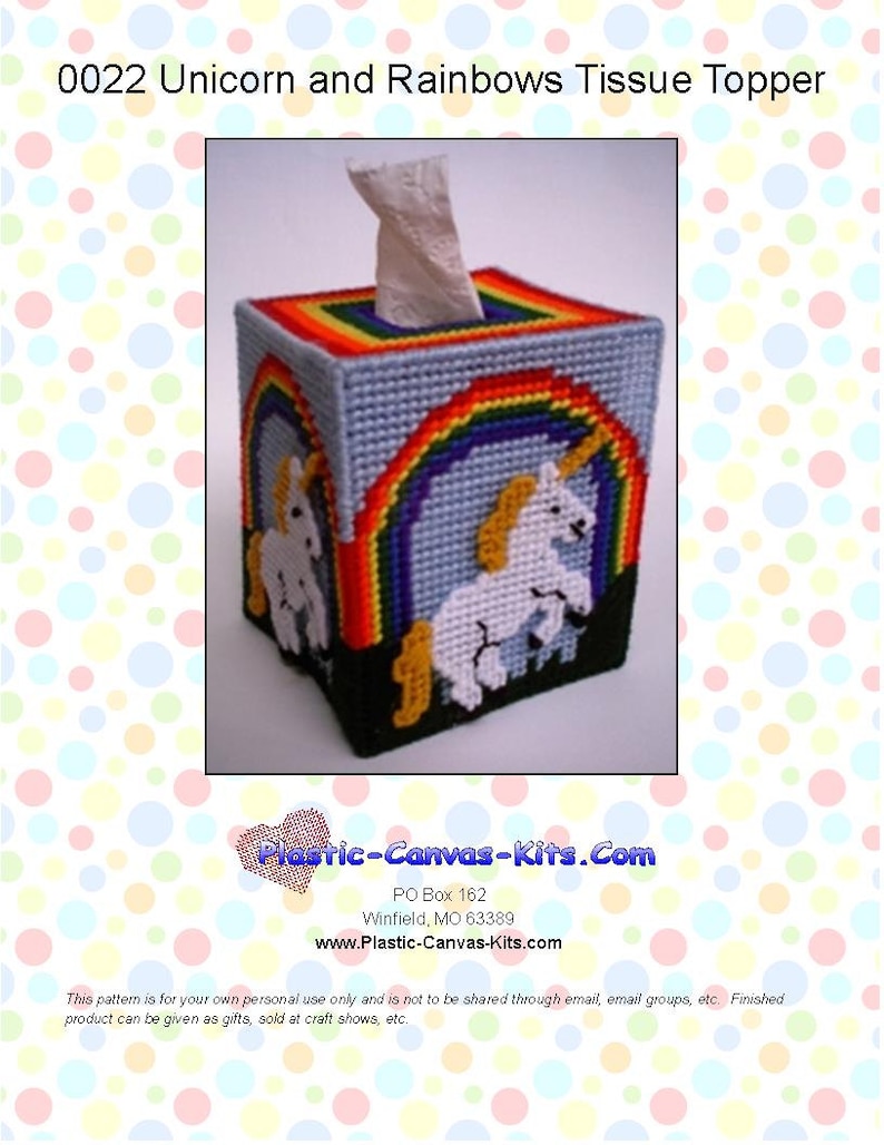 Unicorn and Rainbows Tissue Topper-plastic Canvas Pattern-pdf Download ...