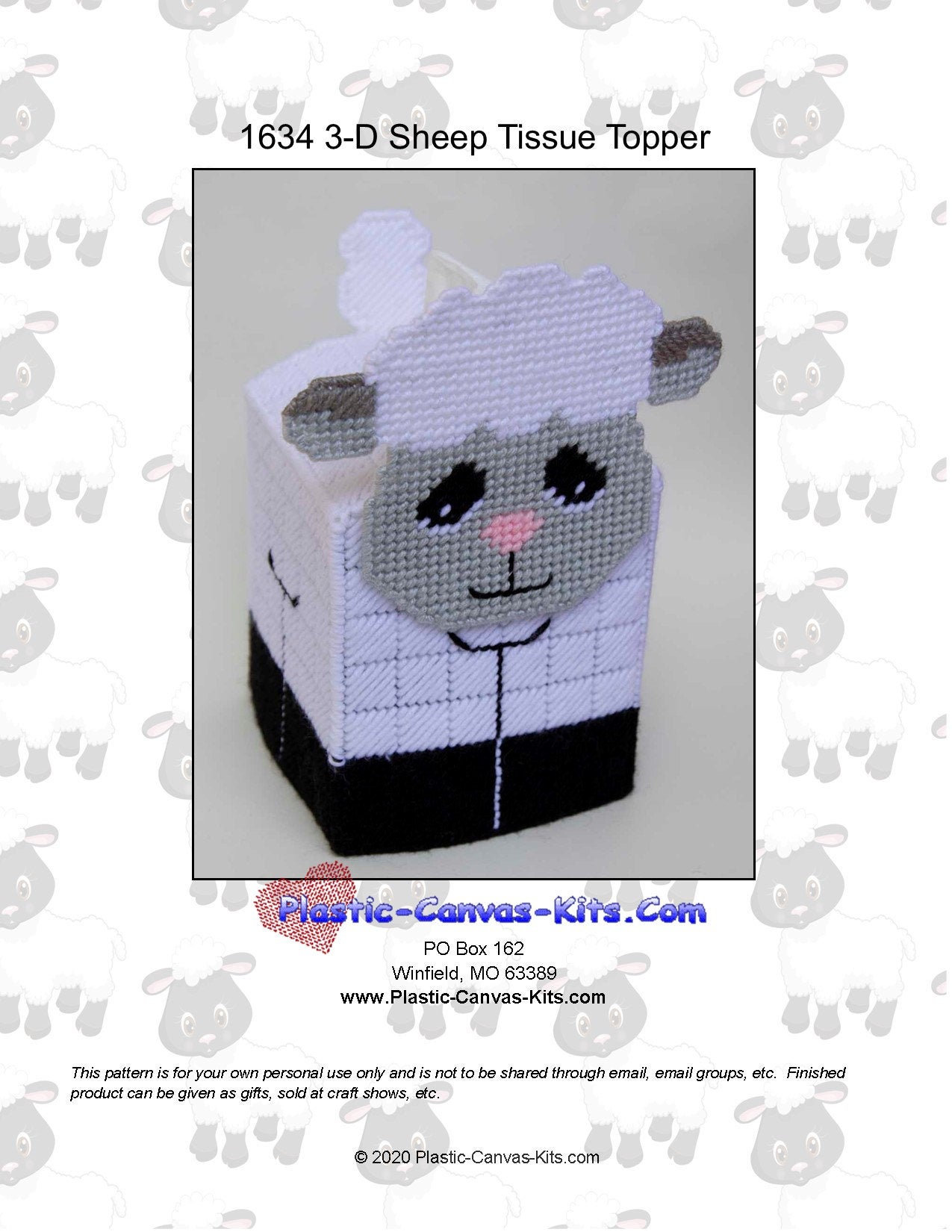 Sheep 3-D Tissue Topper-plastic Canvas Pattern-pdf Download - Etsy