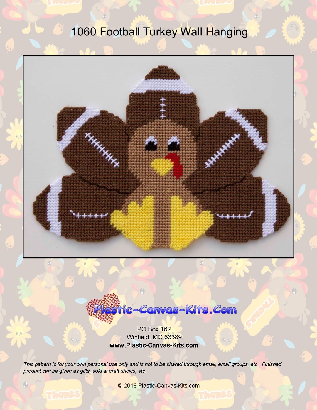 Football Thanksgiving Turkey Wall Hanging-plastic Canvas Pattern-pdf ...