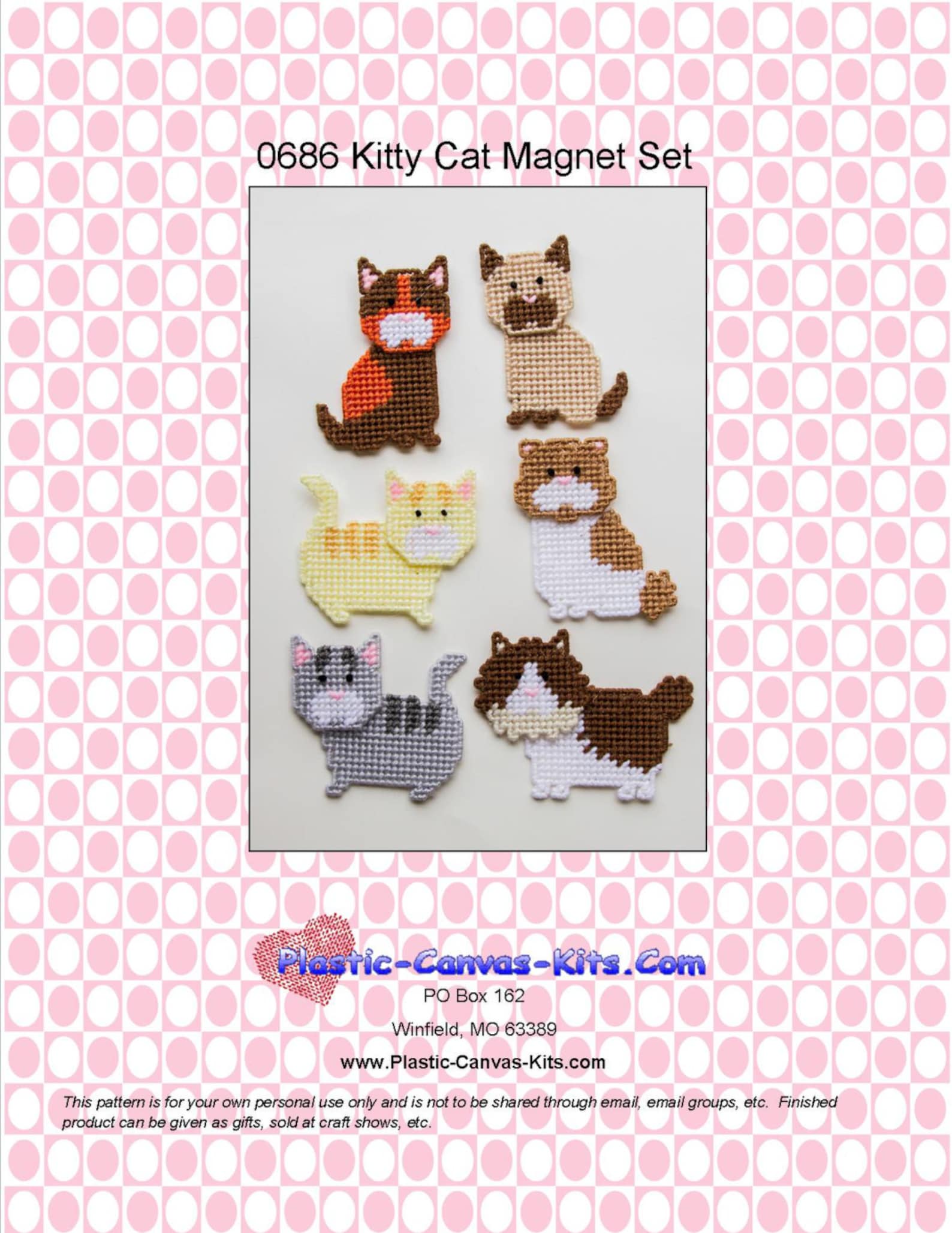 Kitty Cat Magnets-plastic Canvas Pattern-pdf Download - Etsy