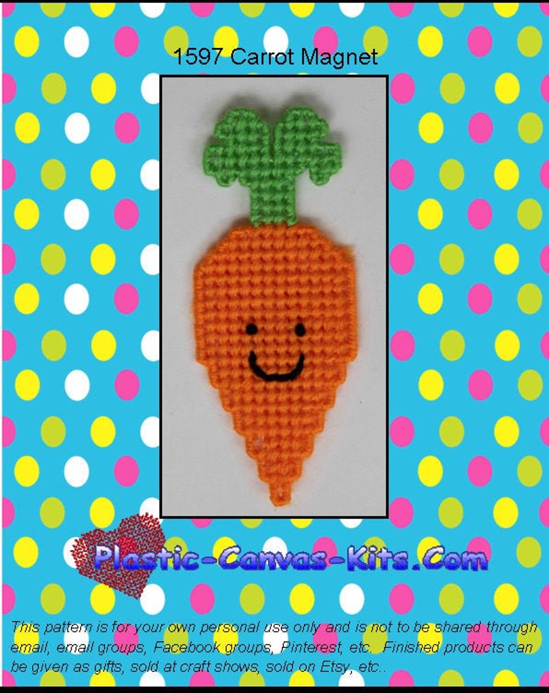 Carrot-vegetable Magnet-plastic Canvas Pattern-pdf Download - Etsy