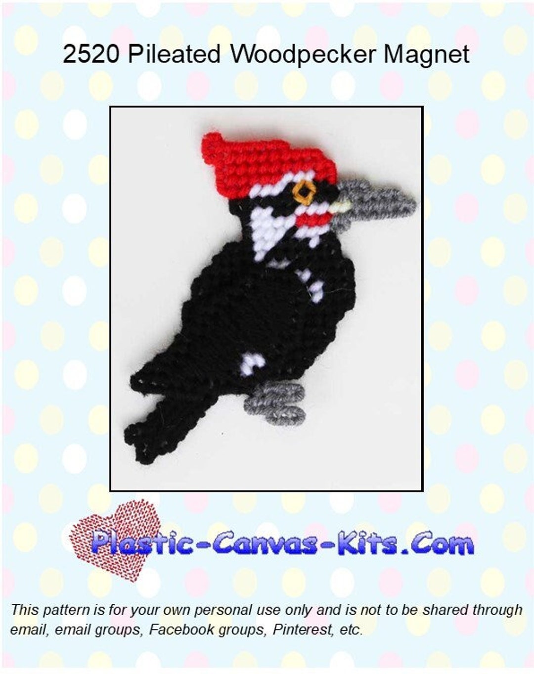 Pileated Woodpecker Magnet-plastic Canvas Pattern-pdf Download - Etsy