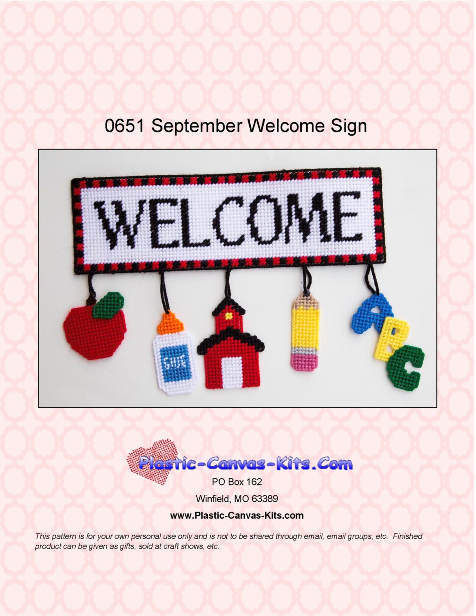 September Welcome Sign-school-teacher-plastic Canvas Pattern-pdf ...