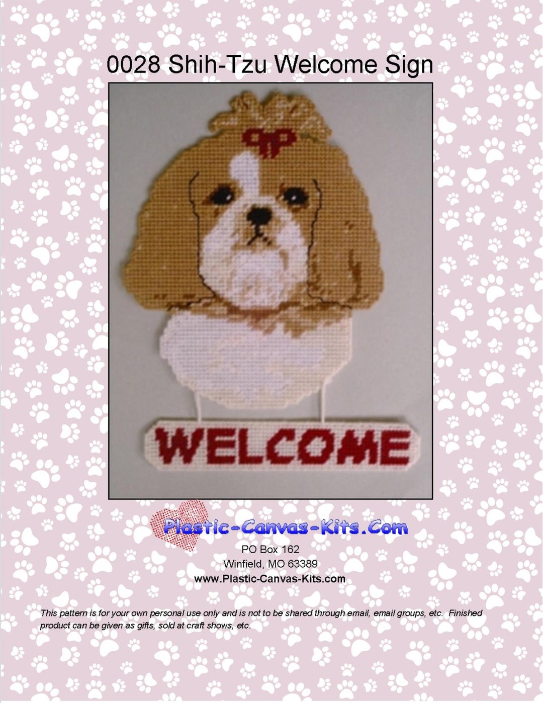 Shih-tzu Dog Welcome Sign-plastic Canvas Pattern-pdf Download - Etsy