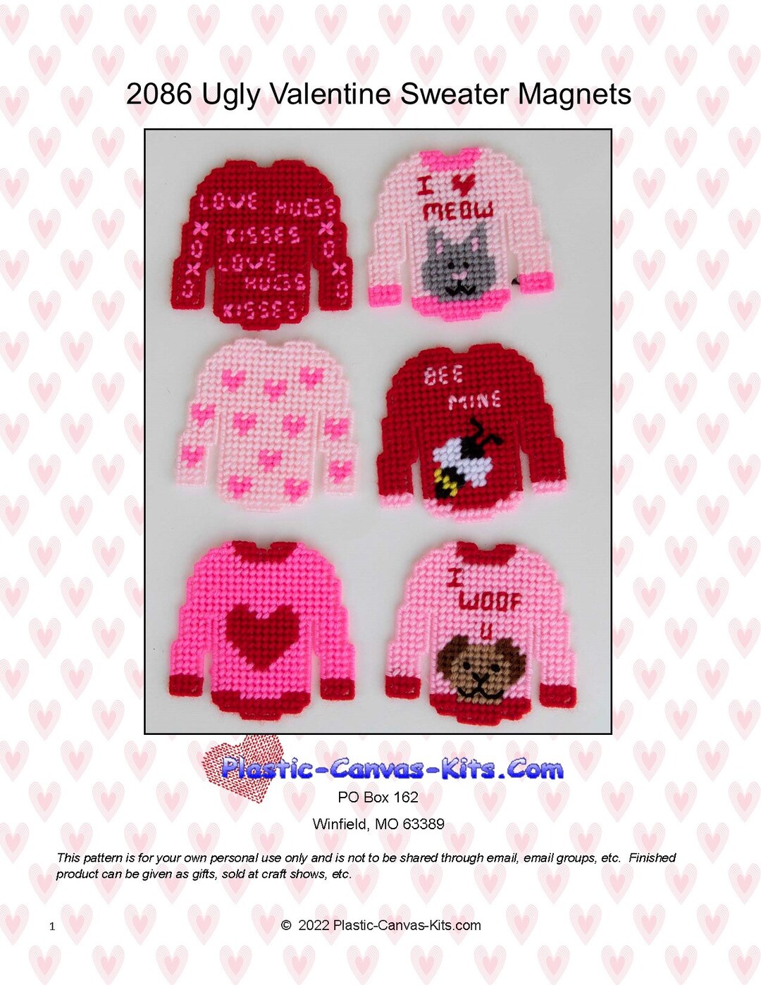 Valentine's Day Ugly Sweater Magnets-plastic Canvas Pattern-pdf ...
