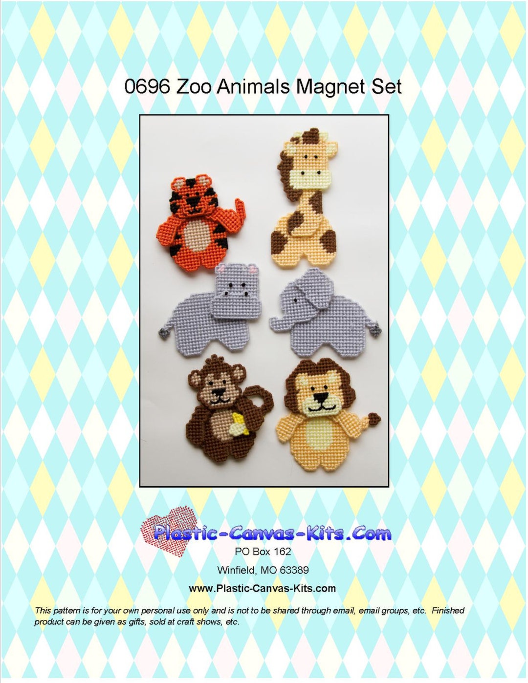 Zoo Animals Magnet Set- Tiger, Lion, Hippo, Elephant, Giraffe, Monkey ...