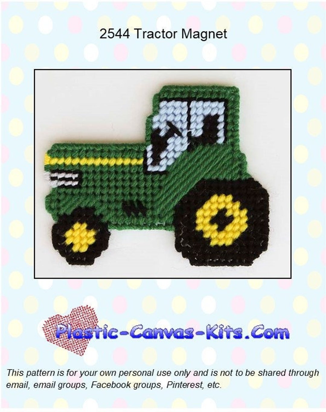Tractor Magnet-plastic Canvas Pattern-pdf Download - Etsy