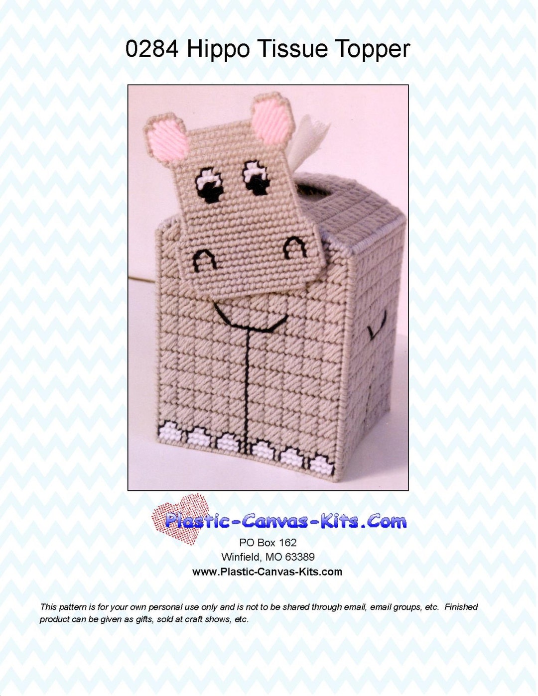 Hippo Tissue Topper-plastic Canvas Pattern-pdf Download - Etsy