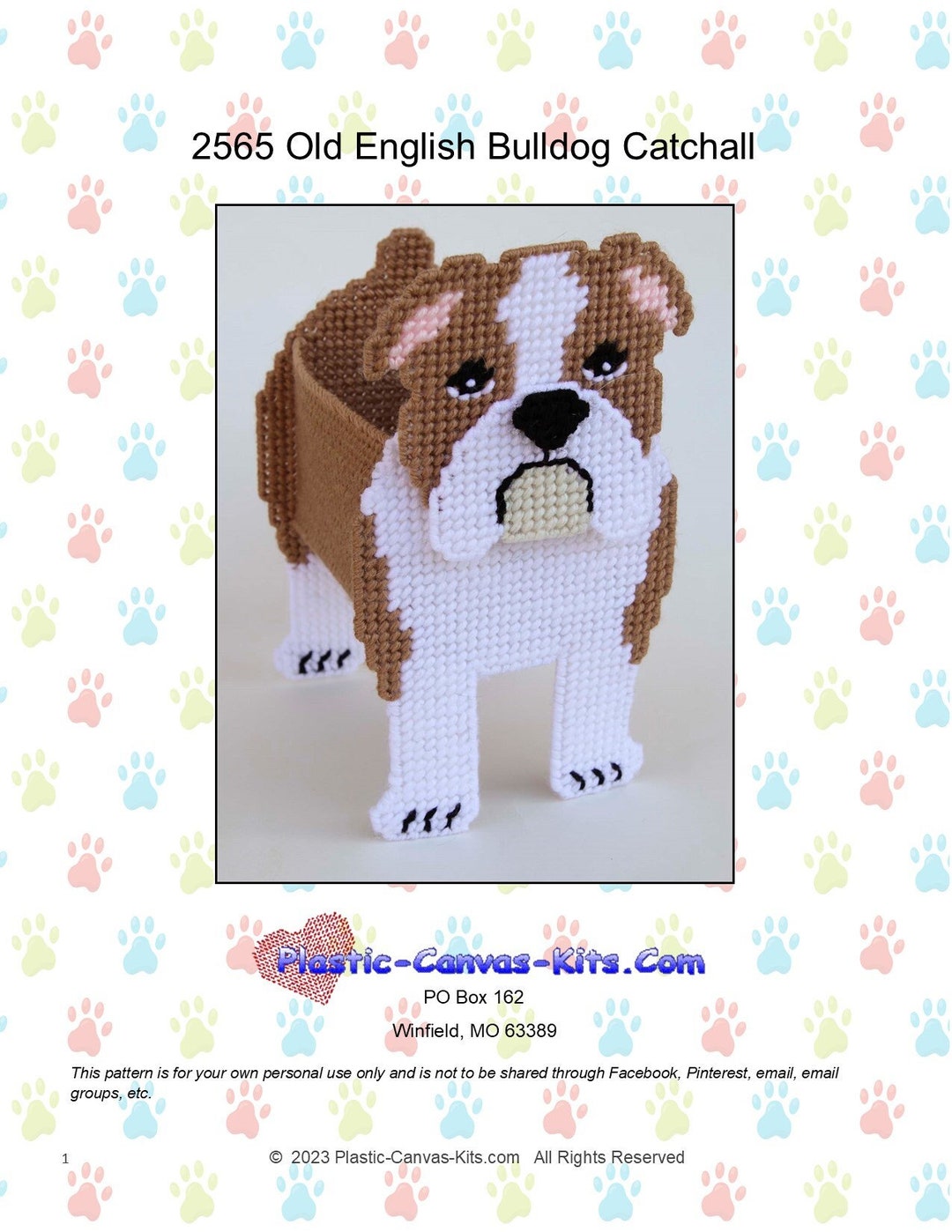 Old English Bulldog Catchall-plastic Canvas Pattern-pdf Download - Etsy