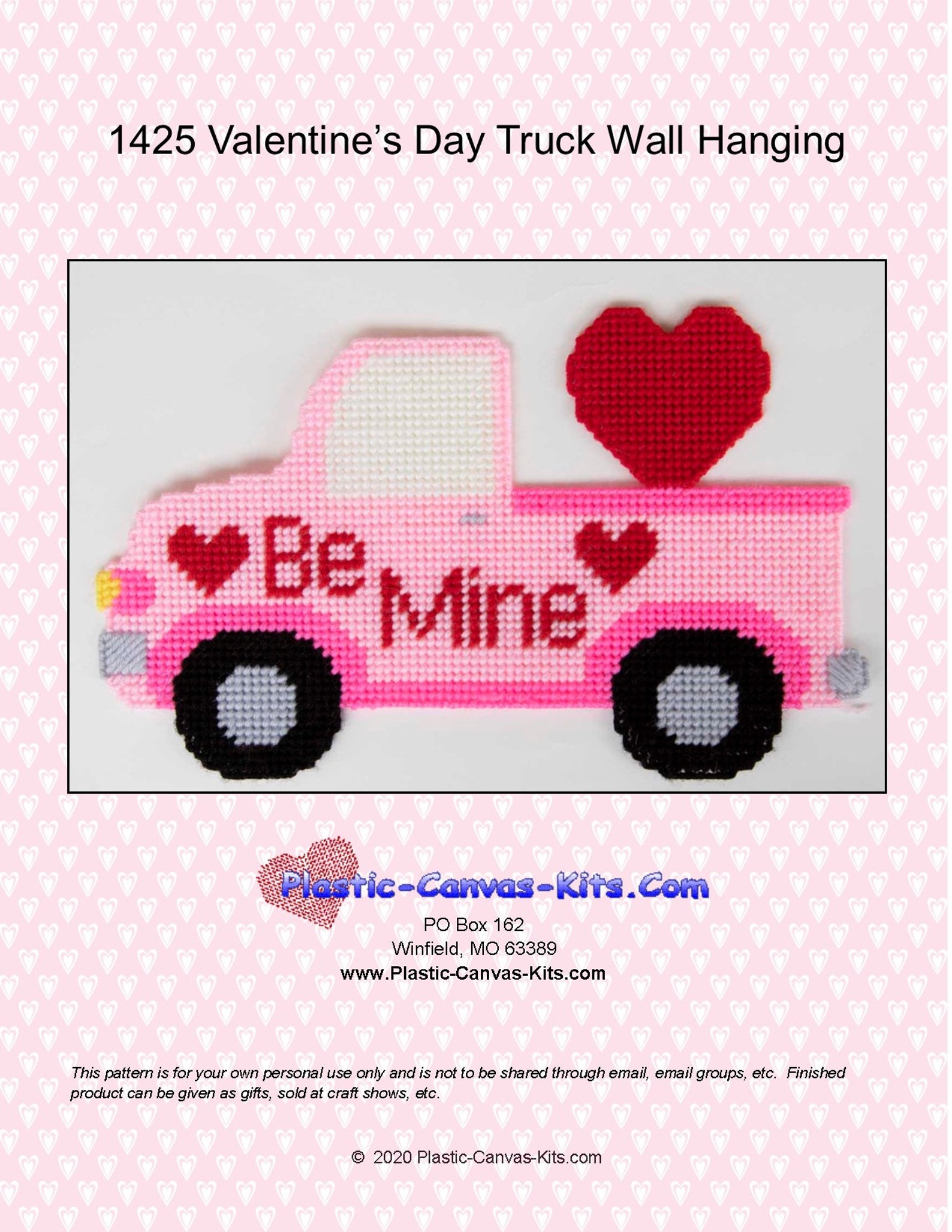 Valentine's Day Truck Wall Hanging-plastic Canvas Pattern-pdf Download ...