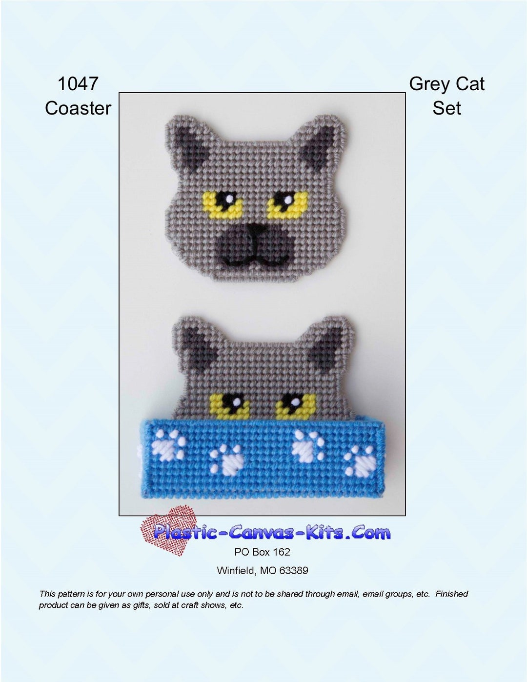 Grey Cat Coaster Set-plastic Canvas Pattern-pdf Download - Etsy