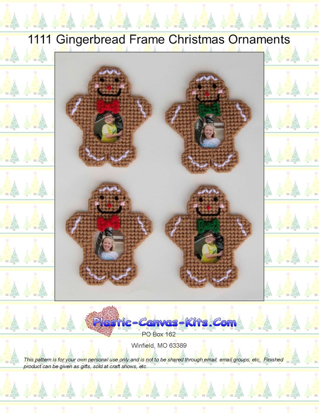 Gingerbread Man Picture Frame Ornaments-plastic Canvas Pattern-pdf ...
