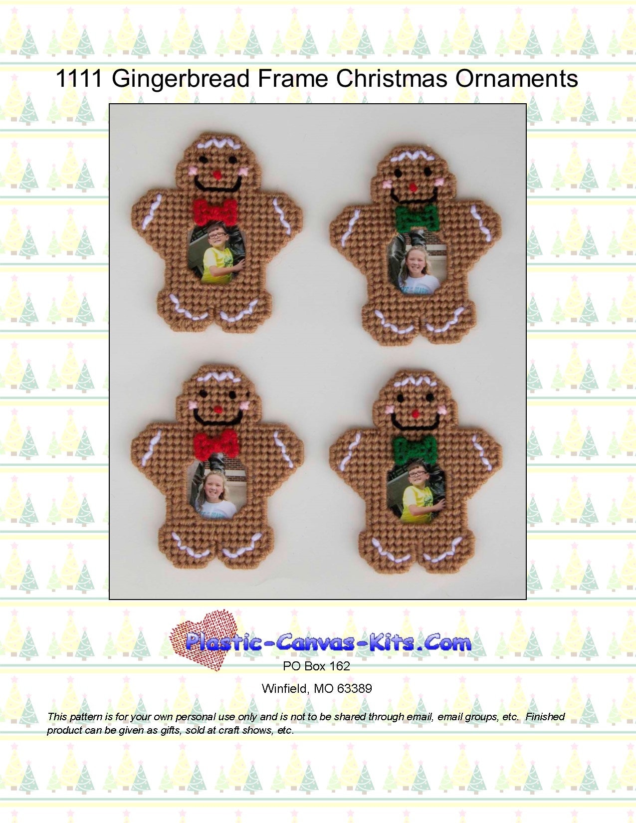 Gingerbread Man Picture Frame Ornaments-plastic Canvas Pattern-pdf ...