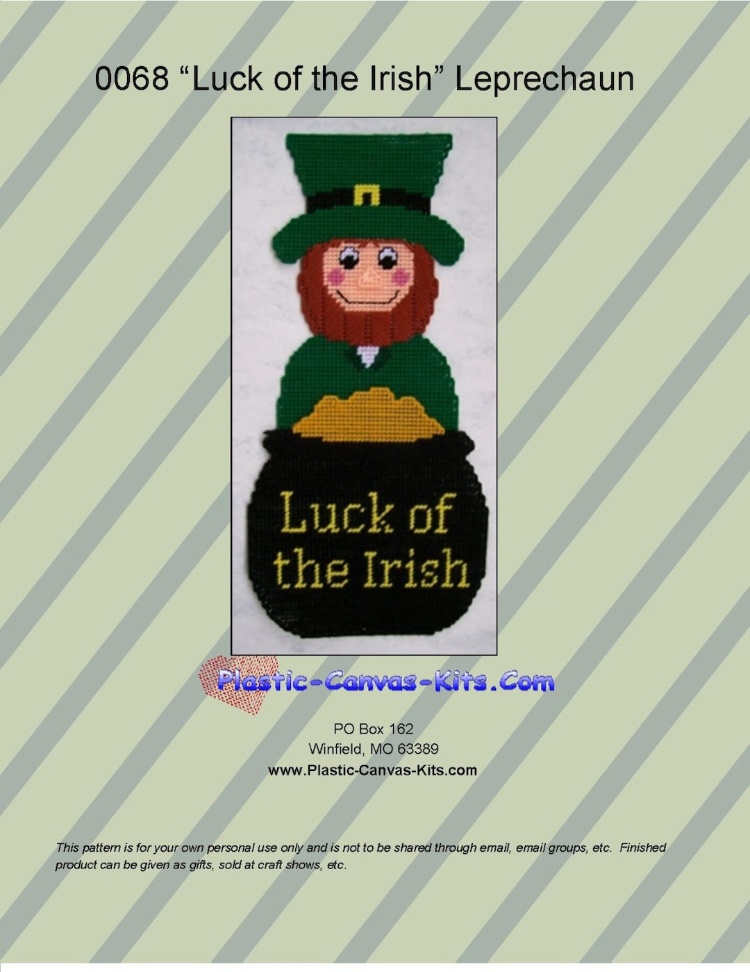Luck of the Irish Leprechaun Wall Hanging-plastic Canvas Pattern-pdf ...